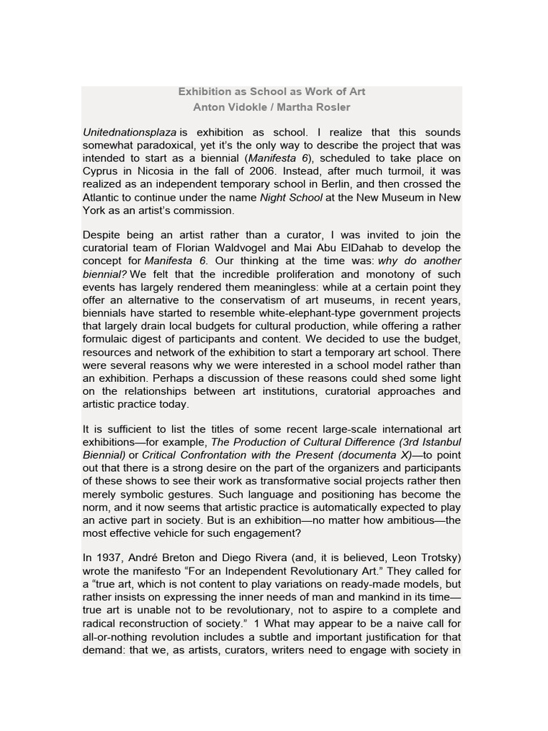 Exhibition as School as Work of Art | PDF | Cyprus