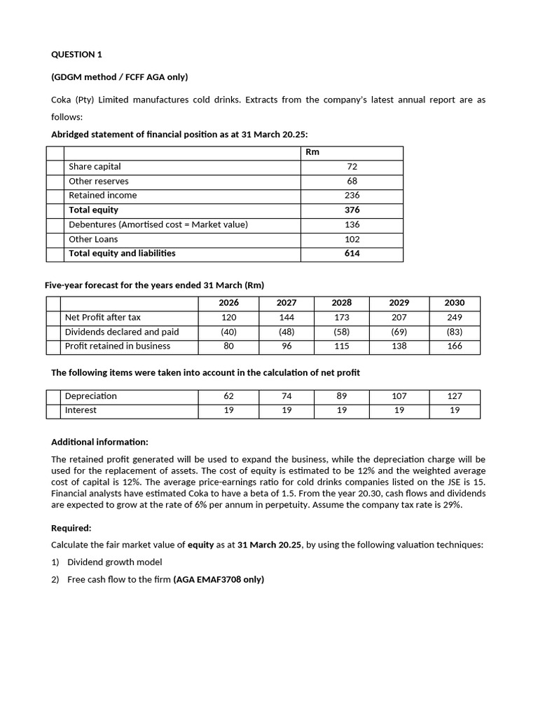 LU 12 Extra Valuation Extra Questions and Solutions | PDF | Valuation (Finance) | Free Cash Flow