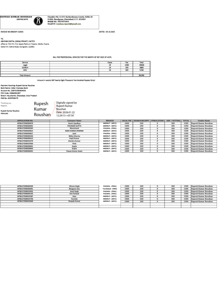 Bill for the Month of SEP 2025 | PDF | Accounting | Business Documents