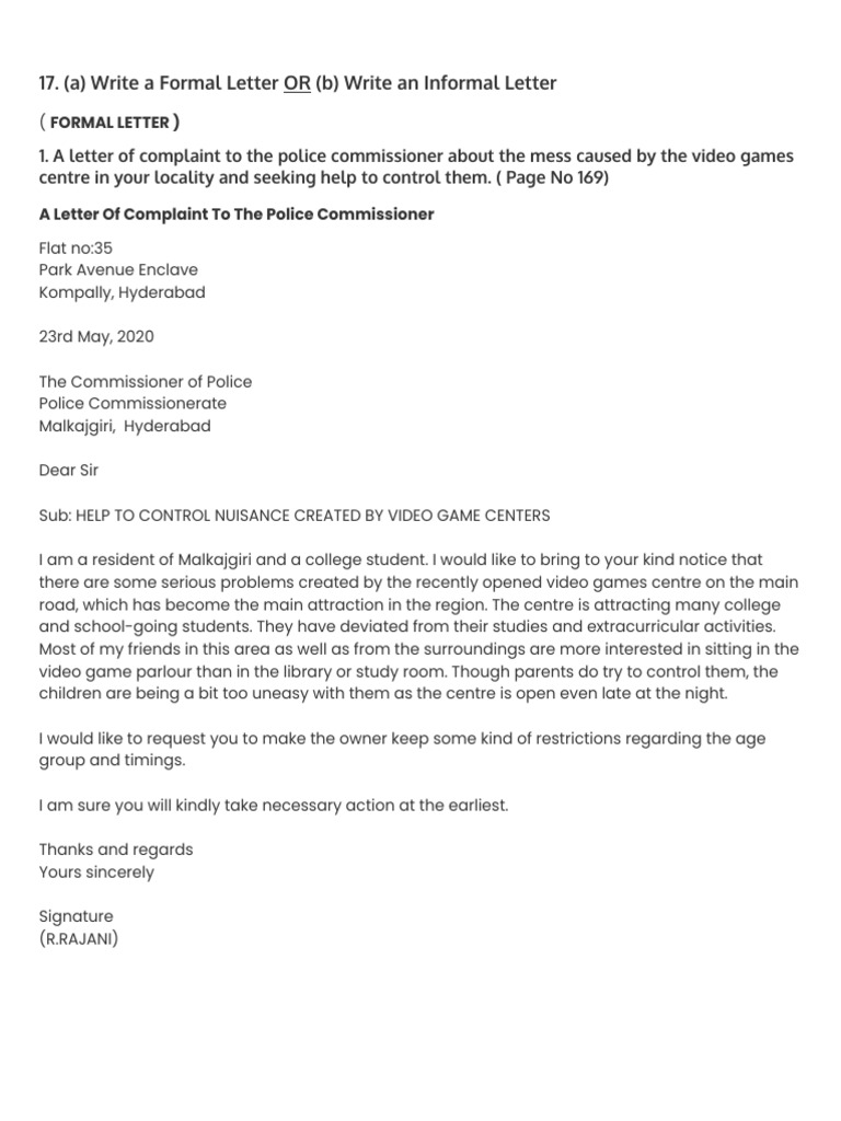 Formal Letter Writing Interactive English Second Year Intermediate ...
