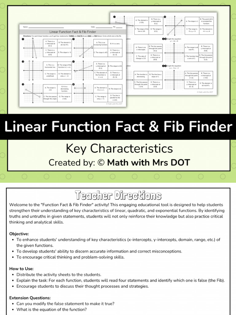 FREEBIELINEARFunctionFactFibFinderKeyCharacteristicsofaFunction 2 | PDF