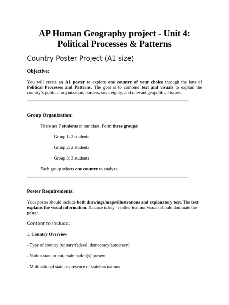 AP Human Geography Unit 4 Poster Project | PDF