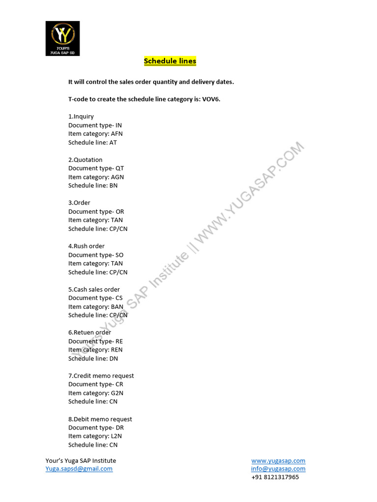 Schedule Lines and Controls and Determination | PDF | Business ...