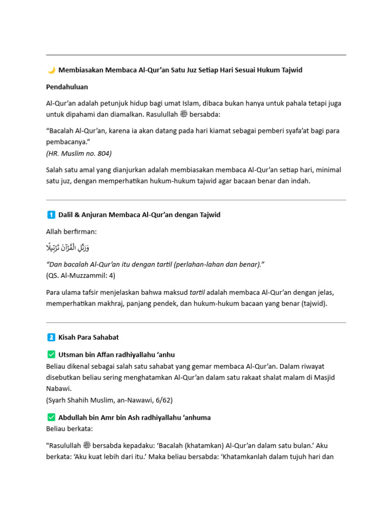 Membiasakan Membaca Al Quran Setiap Hari GEN Z | PDF