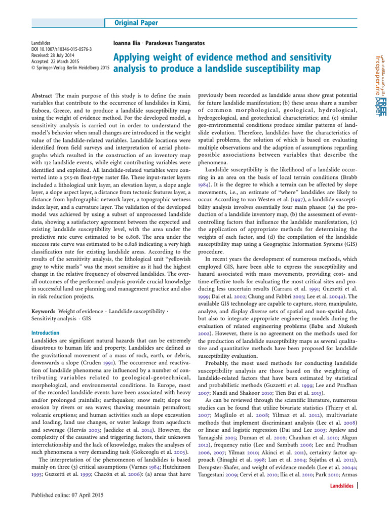 Applying Weight of Evidence Method and Sensitivity Analysis To Produce ...