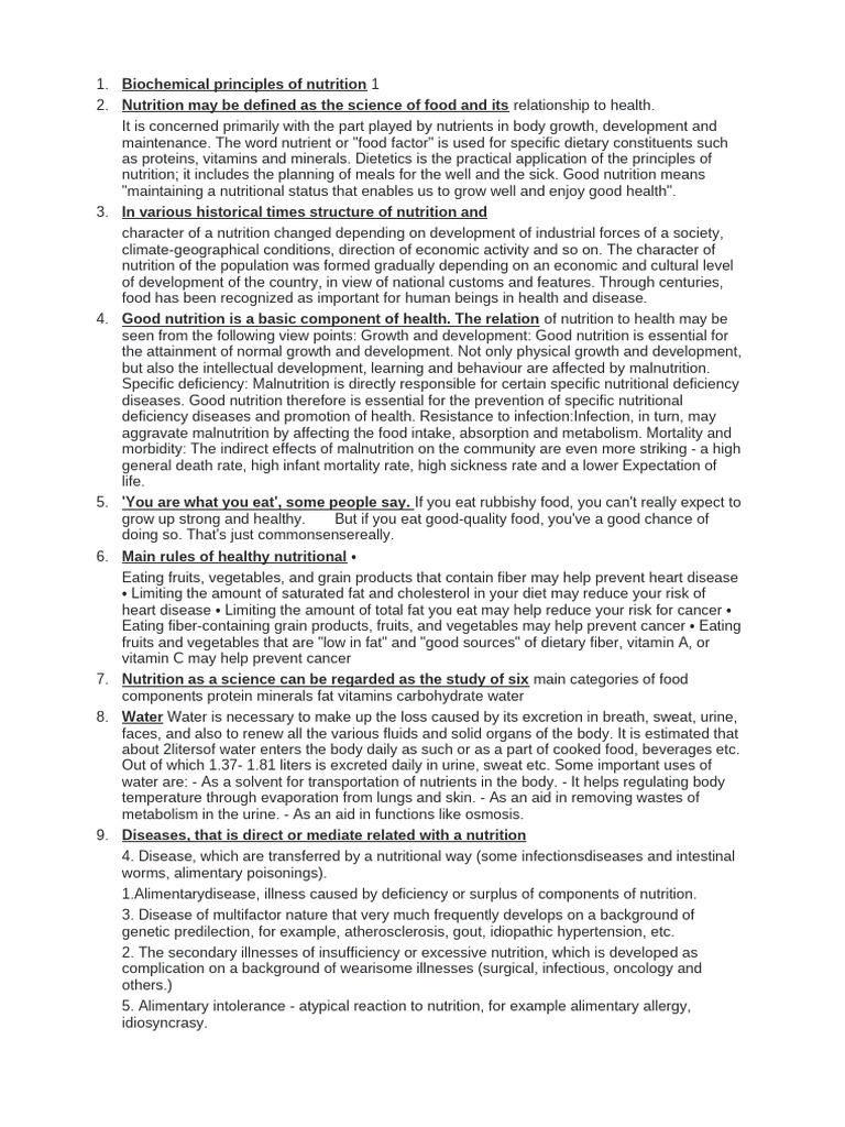 Biochemical Principles of Nutrition | PDF | Carbohydrates | Foods