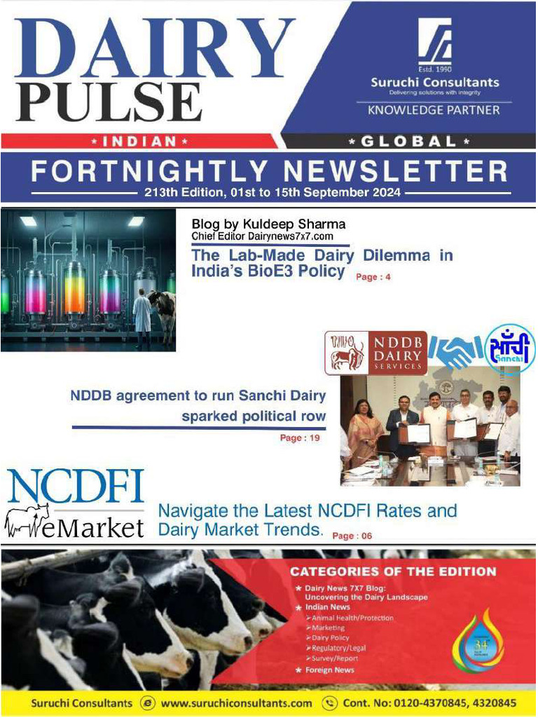 213th Dairy Pulse Edition 1st to 15th September 2024 (1) | PDF | Dairy ...
