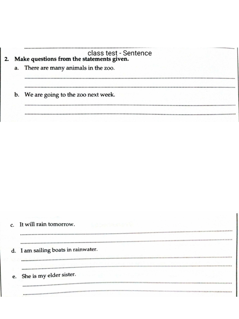 Class Test Class 3 Grammar | PDF