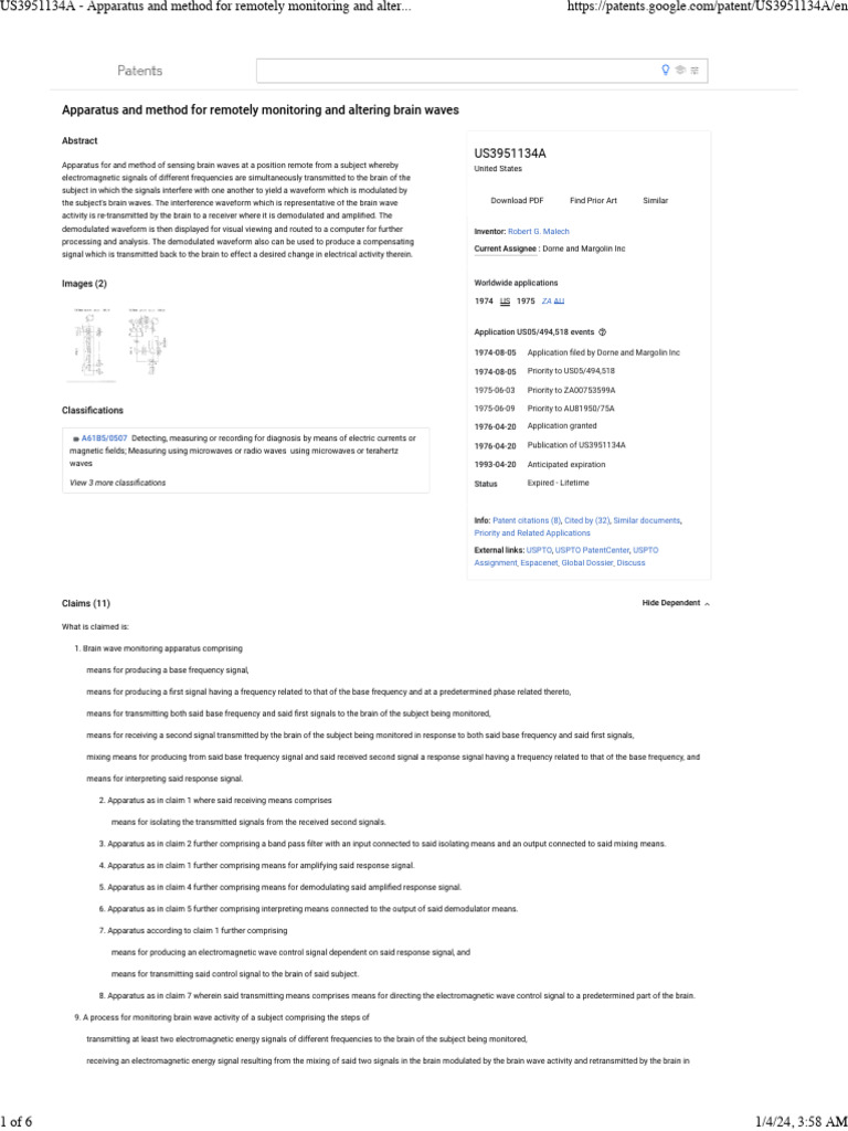 2 - US3951134A - Apparatus and Method For Remotely Monitoring and ...