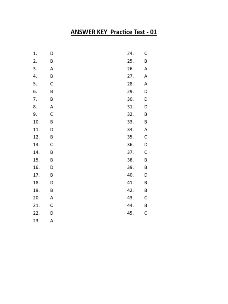Answer Key Practice Test | PDF
