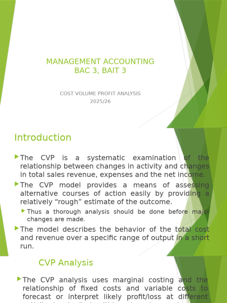 CVP Analysis | PDF | Economics | Management Accounting