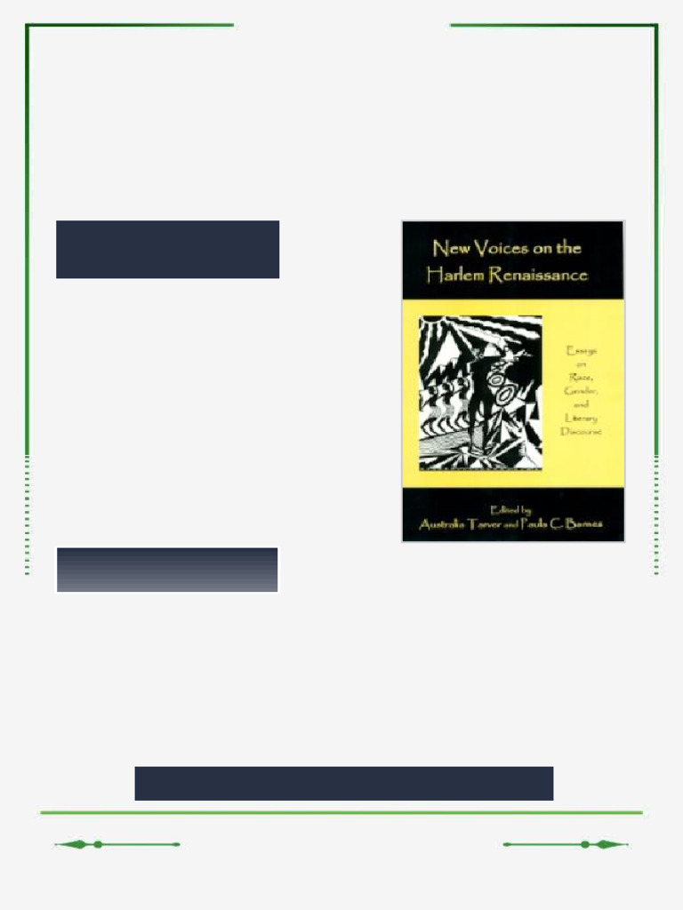 New Voices on the Harlem Renaissance Essays on Race Gender and Literary ...