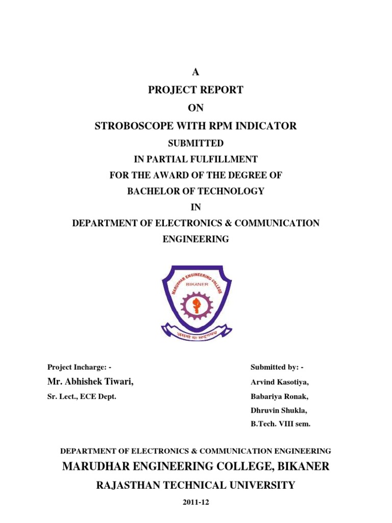 Stroboscope With RPM Indicator Full Report | PDF | Manufactured Goods ...