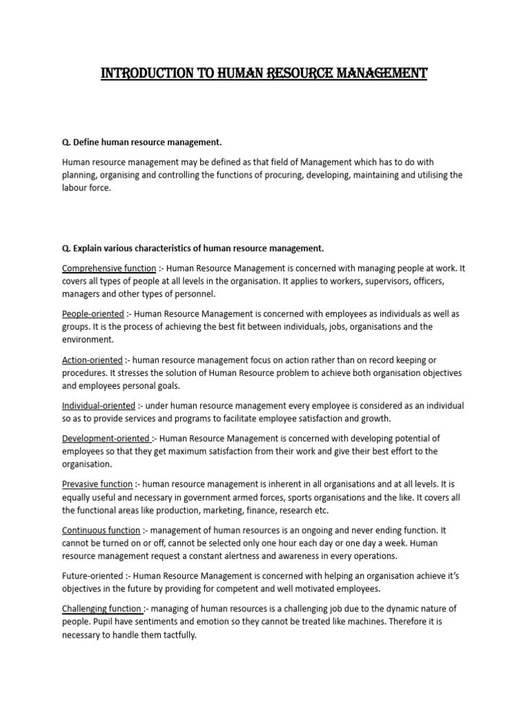 Introduction To Human Resource Management | PDF | Human Resources ...
