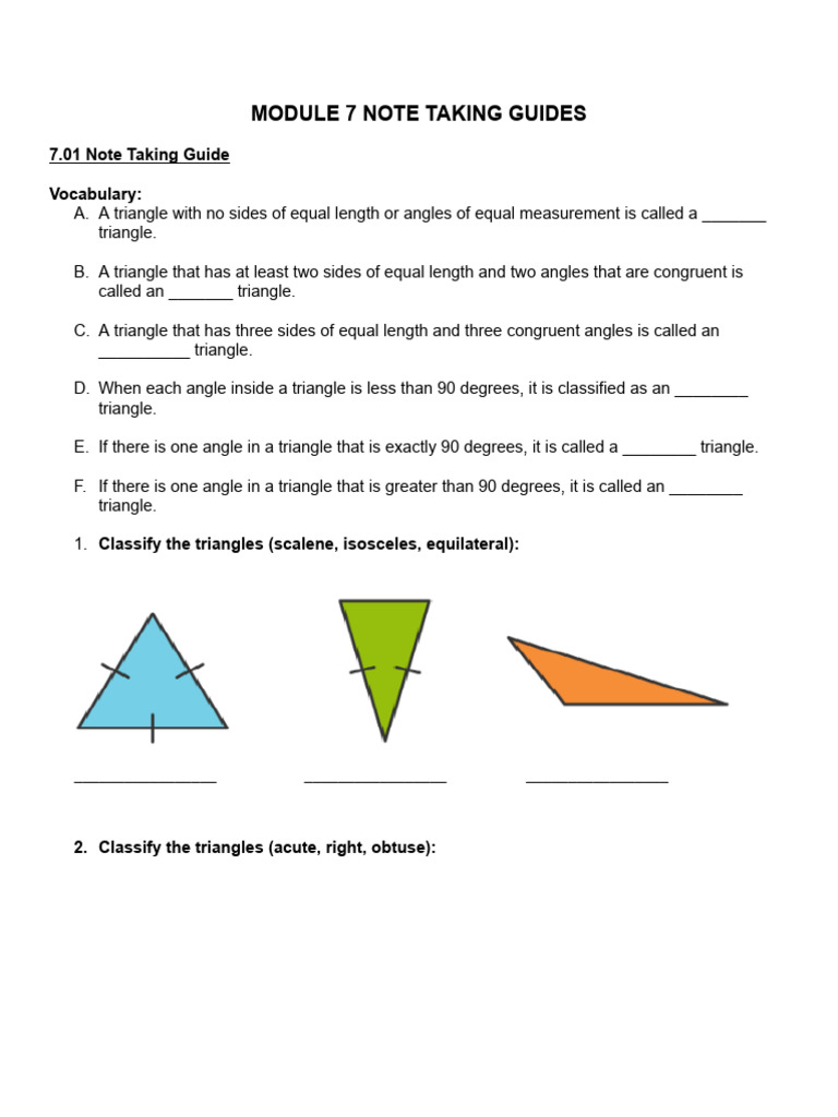 ALL Module 7 Notes Taking Guides | PDF | Triangle | Shape