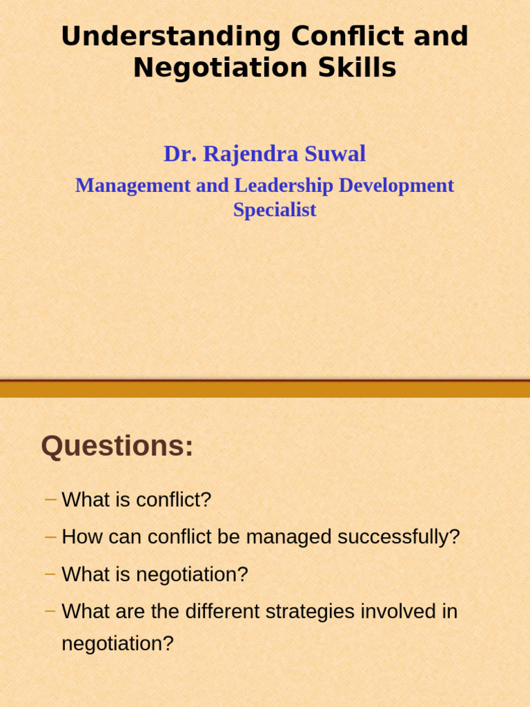 Understanding Conflict and Negotiaion | PDF | Negotiation | Mediation