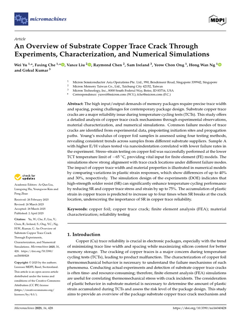 AnOverview of Substrate Copper Trace Crack Through Experiments ...