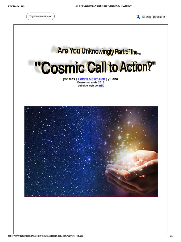 Are You Unknowingly Part of the _Cosmic Call to Action_ | PDF ...