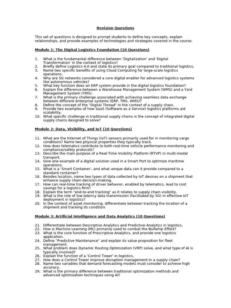 Technology Revision | PDF | Logistics | Internet Of Things