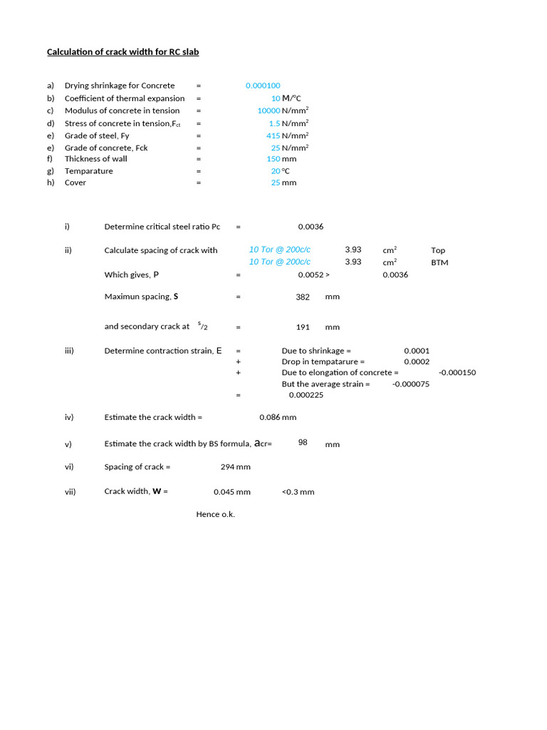 Design for Crack Width of RC Slab | PDF | Thermal Expansion ...