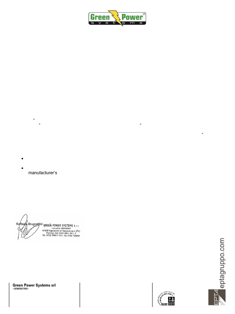 Spare Parts Availability Certificate-Green Power | PDF
