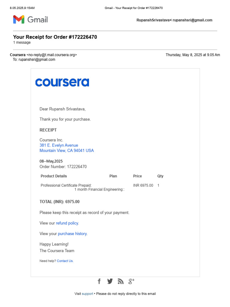 Financial Engineering Invoice | PDF