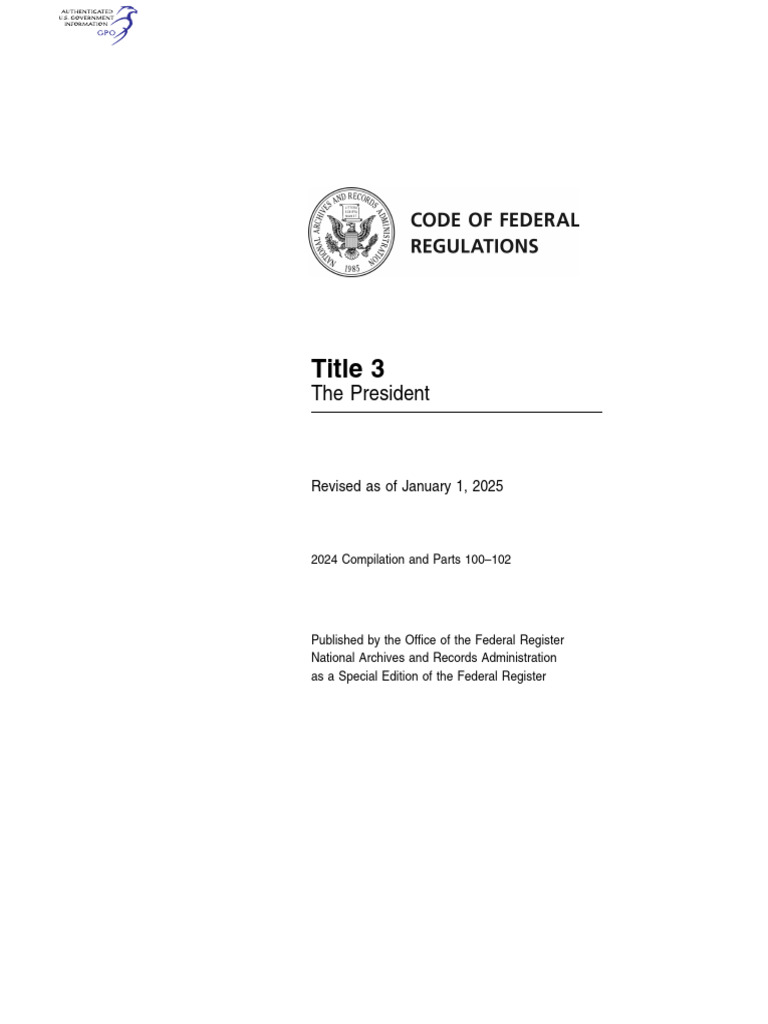 3 CFR Vol1 | PDF | Code Of Federal Regulations | United States Code
