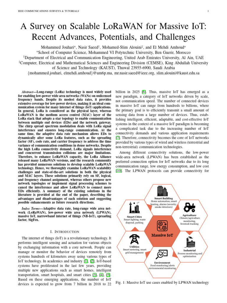 A Survey on Scalable LoRaWAN for Massive IoT | PDF | Information And ...