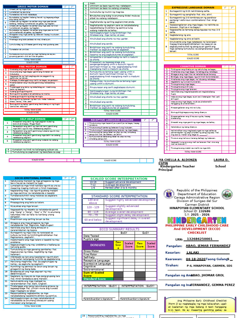 Yach Filipino Eccd Checklist | PDF