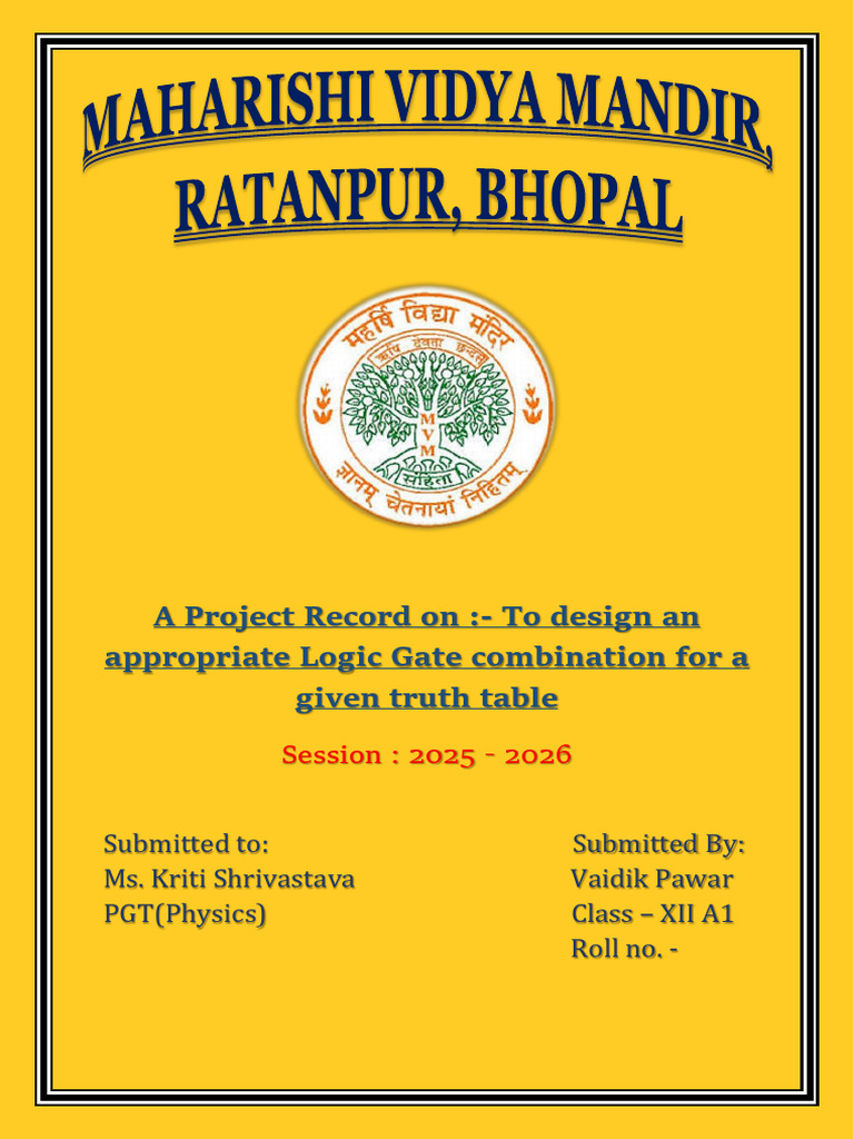 Vaidik(Class XII) Physics Project | PDF | Logic Gate | Digital Electronics