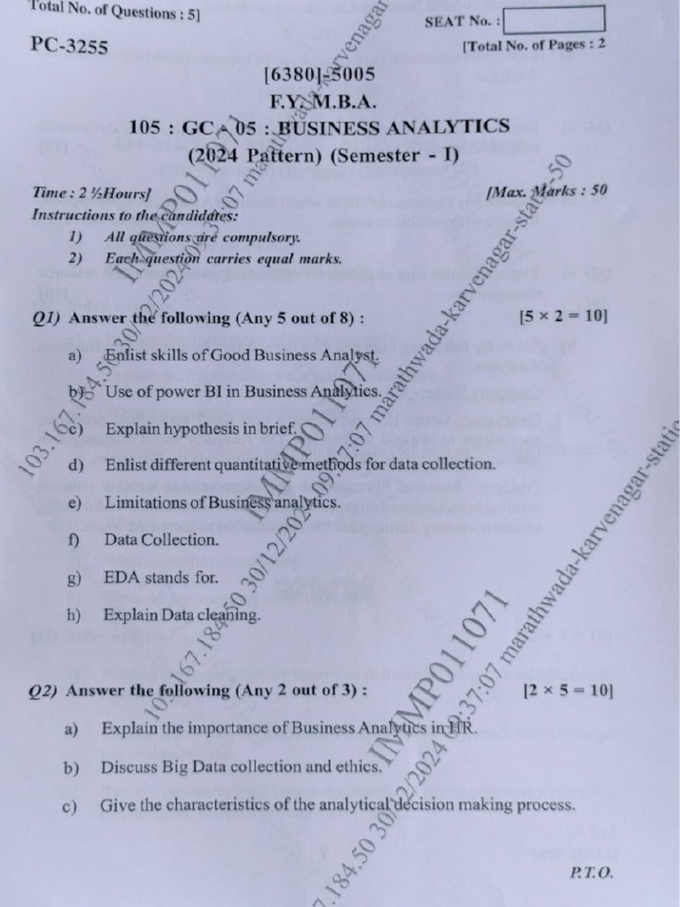 BA Question Paper | PDF