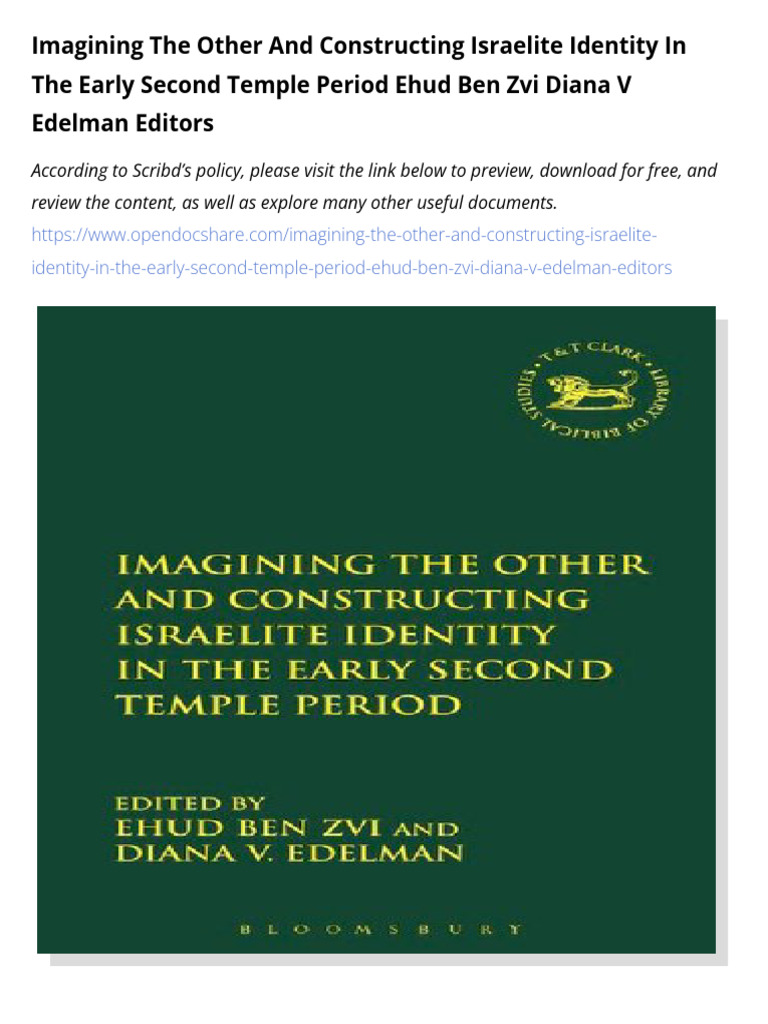 Imagining The Other And Constructing Israelite Identity In The Early ...
