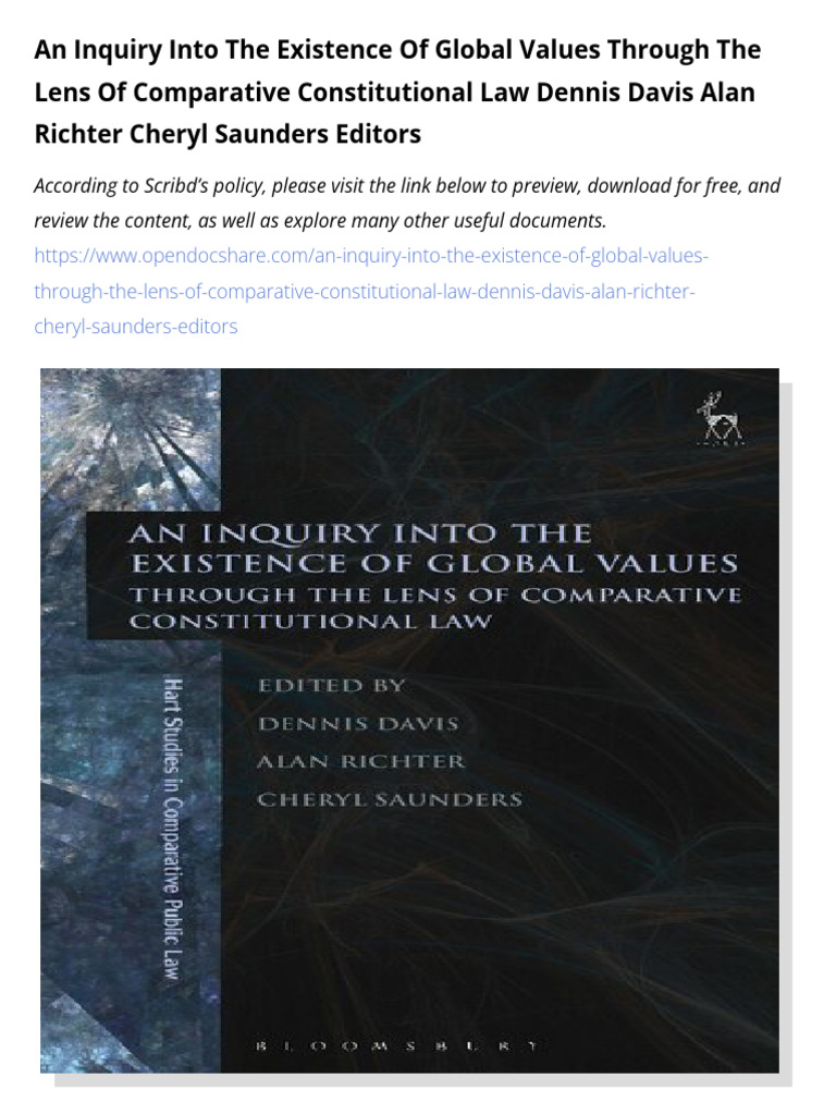 An Inquiry Into The Existence Of Global Values Through The Lens Of ...