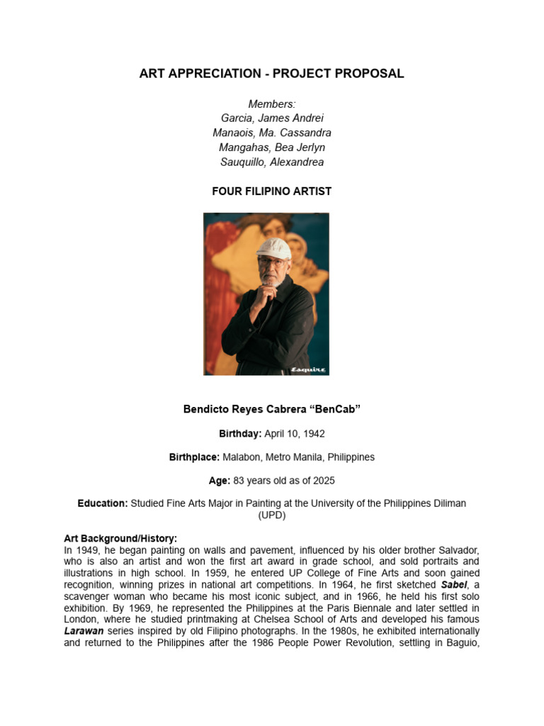 Art Appreciation - Project Proposal | PDF | The Arts