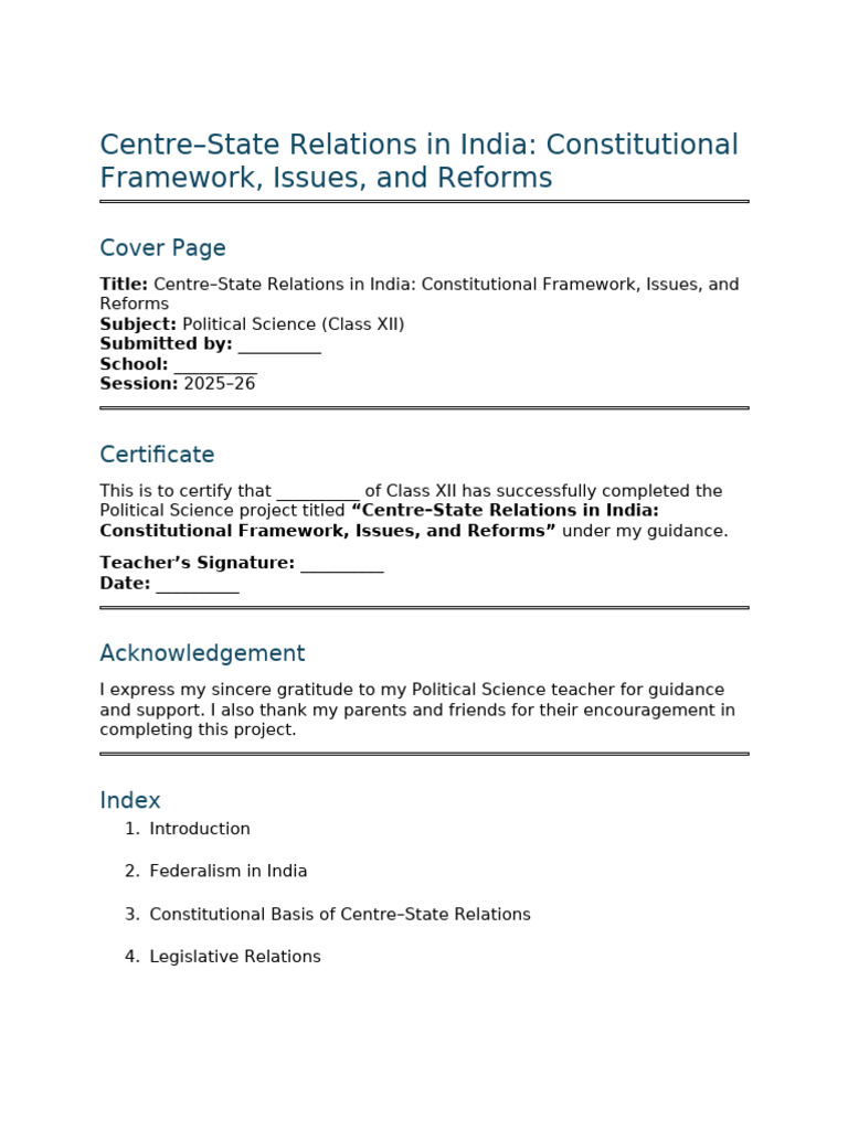 Class 12 Political Science Project - Foreign Policy of India | PDF ...