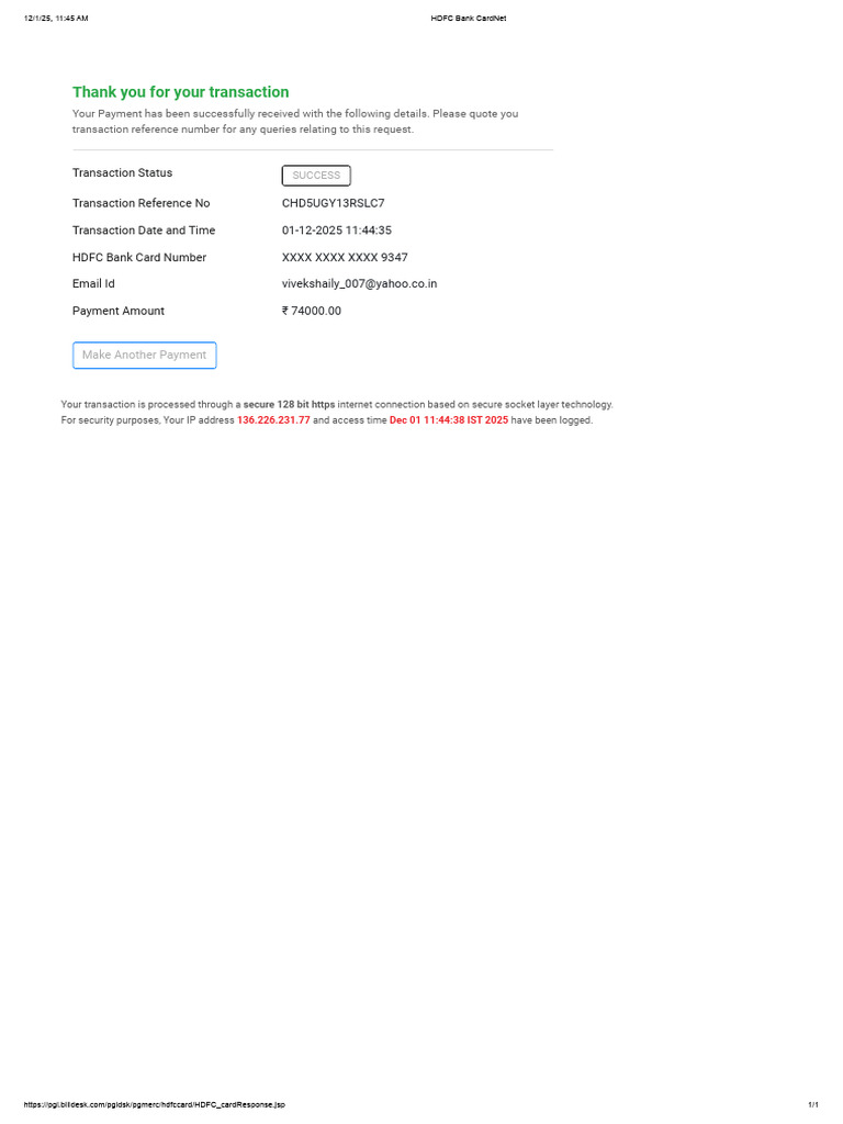 HDFC Bank CardNet | PDF