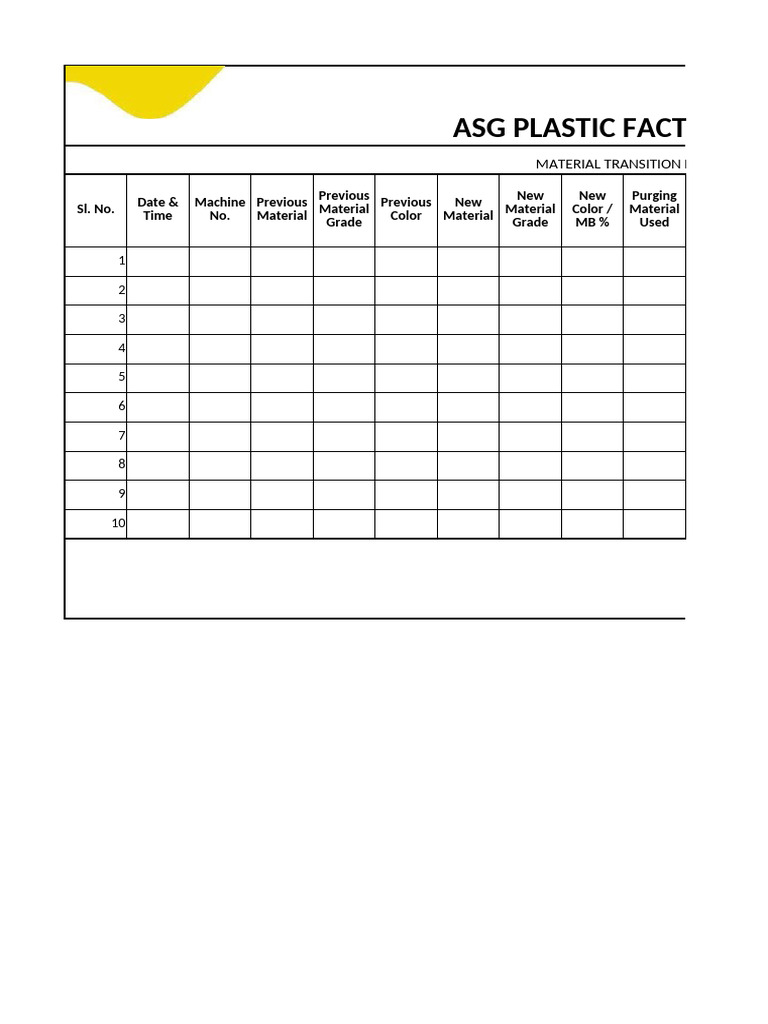 Material Transition Log | PDF