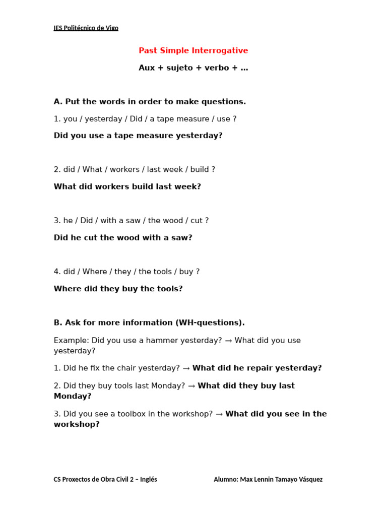 1.past Simple Interrogative | PDF