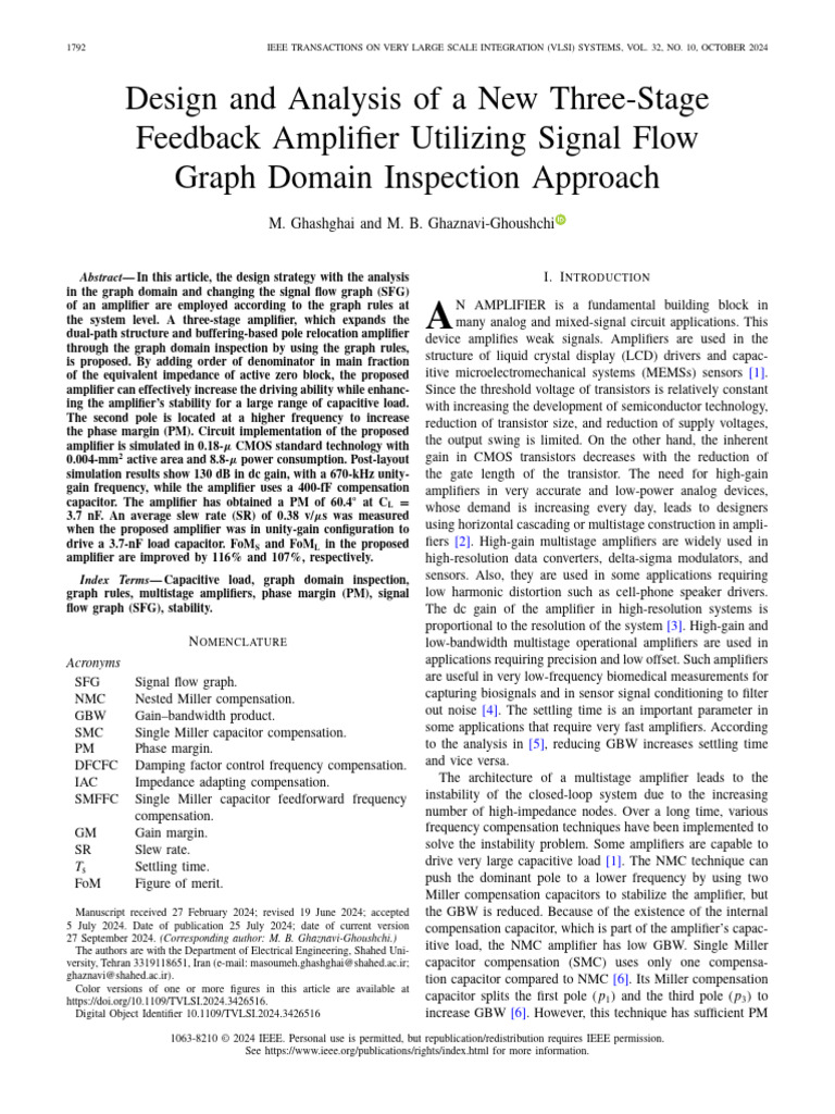 Design and Analysis of a New Three-Stage Feedback Amplifier Utilizing ...