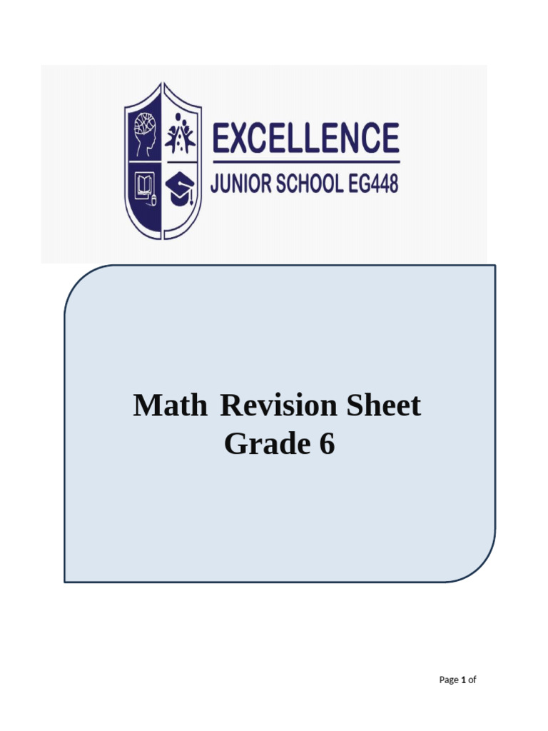Math Revision Sheet - G6-Term 2 | PDF | Volume