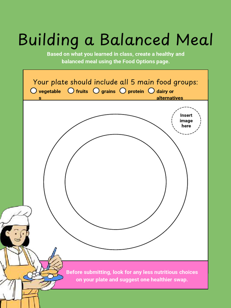 Nutrition - Templates - Building A Balanced Meal Nutrition Worksheet | PDF