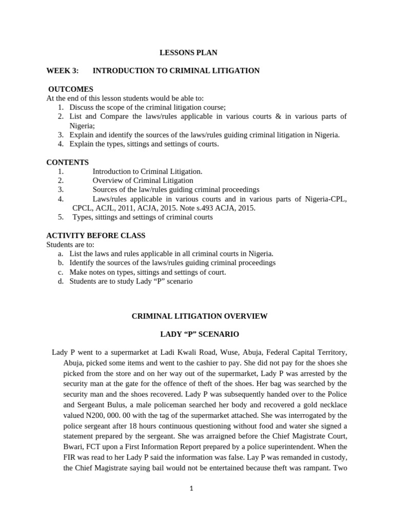 Criminal Litigation Week 3 Pre-Class Activities With Scenarios | PDF ...