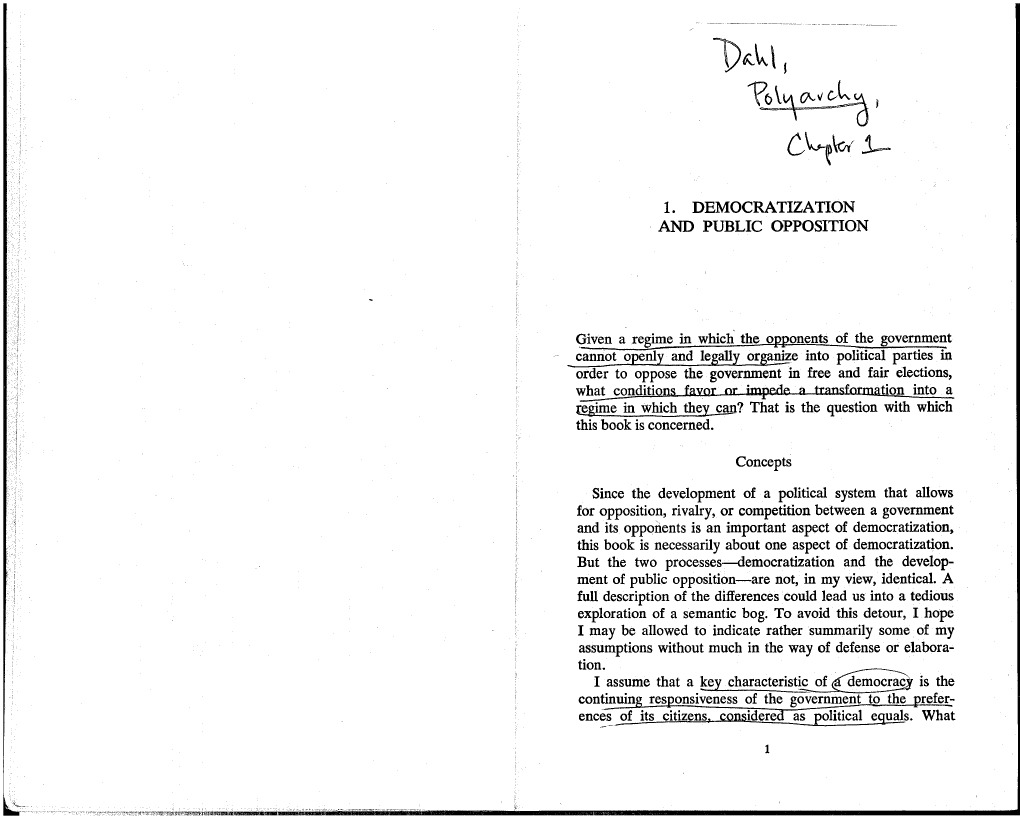 Dahl, Polyarchy, Chapter 1 | PDF | Group Decision Making | Democracy