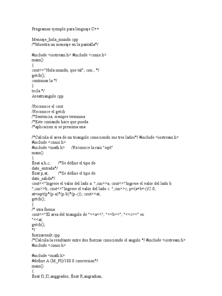 Ejemplos de Programas en C++ | PDF | Programación de computadoras ...