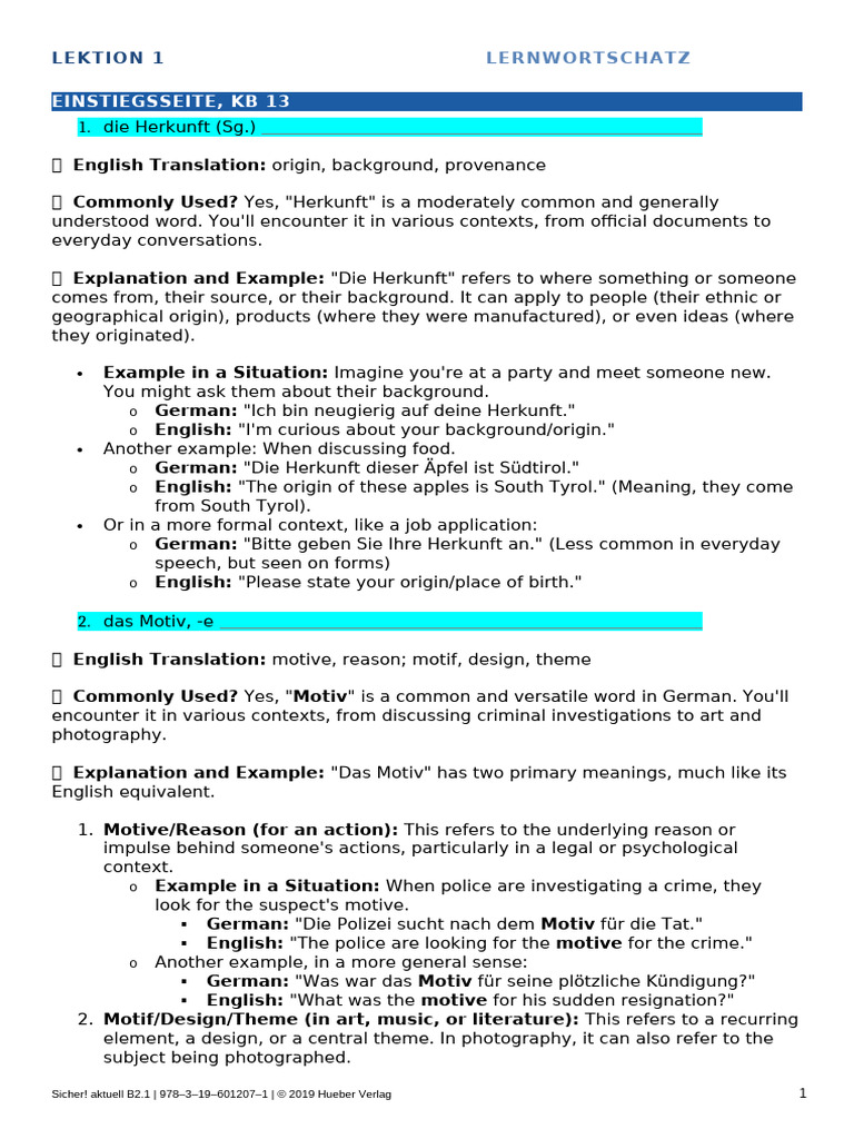 Sicher Aktuell B2-1 Lernwortschatz - Copy | PDF | Data | Plural