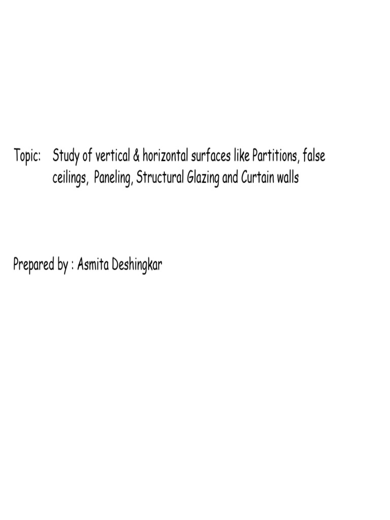 Partitions, False Ceilings, Panelling, Curtain Wall | PDF | Wall | Drywall