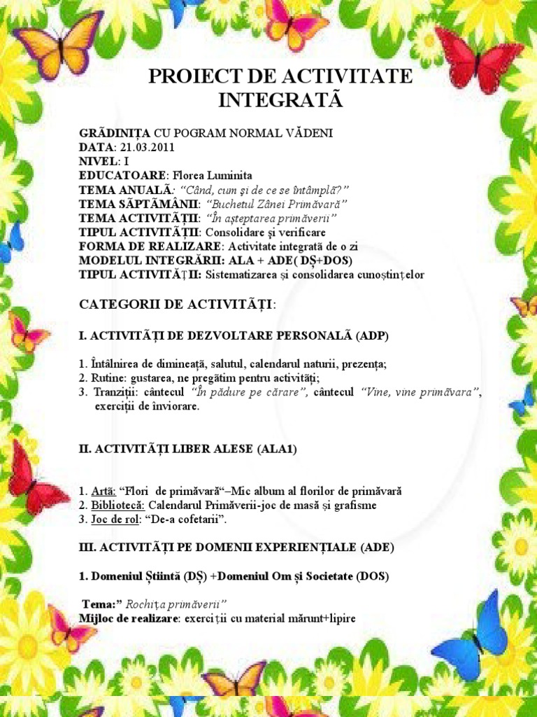 Proiect de Activitate