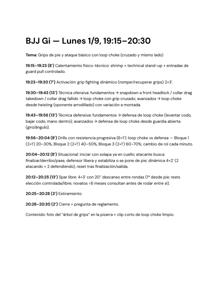 Clases de BJJ - Beniel 2025 | PDF