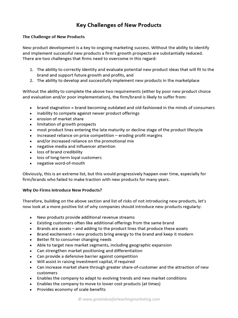 Key Challenges of New Products | PDF | Brand | Market (Economics)