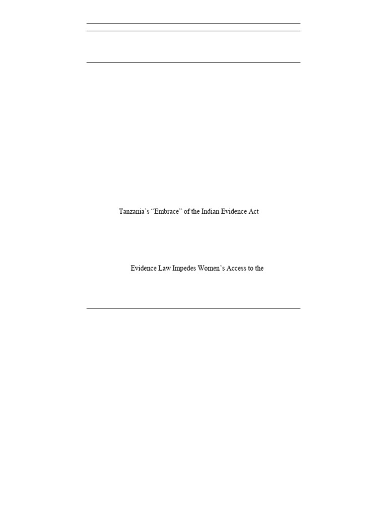 Allen-Reforming-the-Law-of-Evidence-of-Tanzania-Part-One | PDF